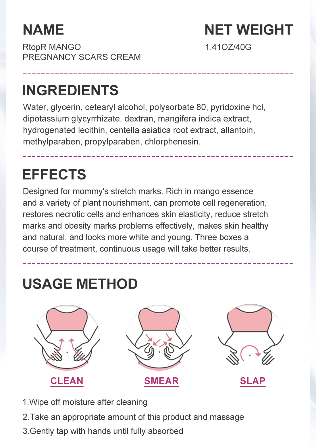 RtopR Stretch Mark Cream for Expecting Mothers, Moisturizing Prenatal ...