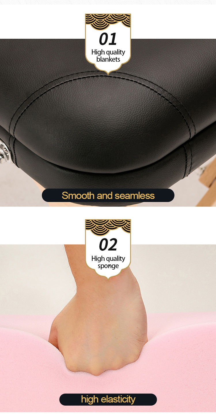 Three-layer folding portable massage bed high-quality genuine leather beauty spa bed tattoo bed ...