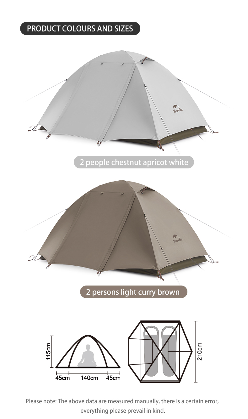 Naturehike 2-3 People Ultra Light Hiking Tent Outdoor Lightweight Camping Rainproof And ...
