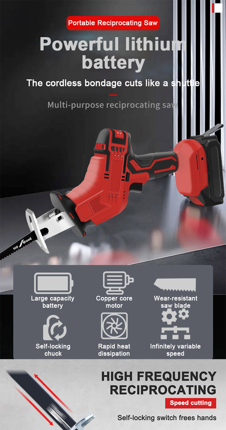 MIDOO Cordless Reciprocating Saw Electric Metal Cutting Wood Tool ...