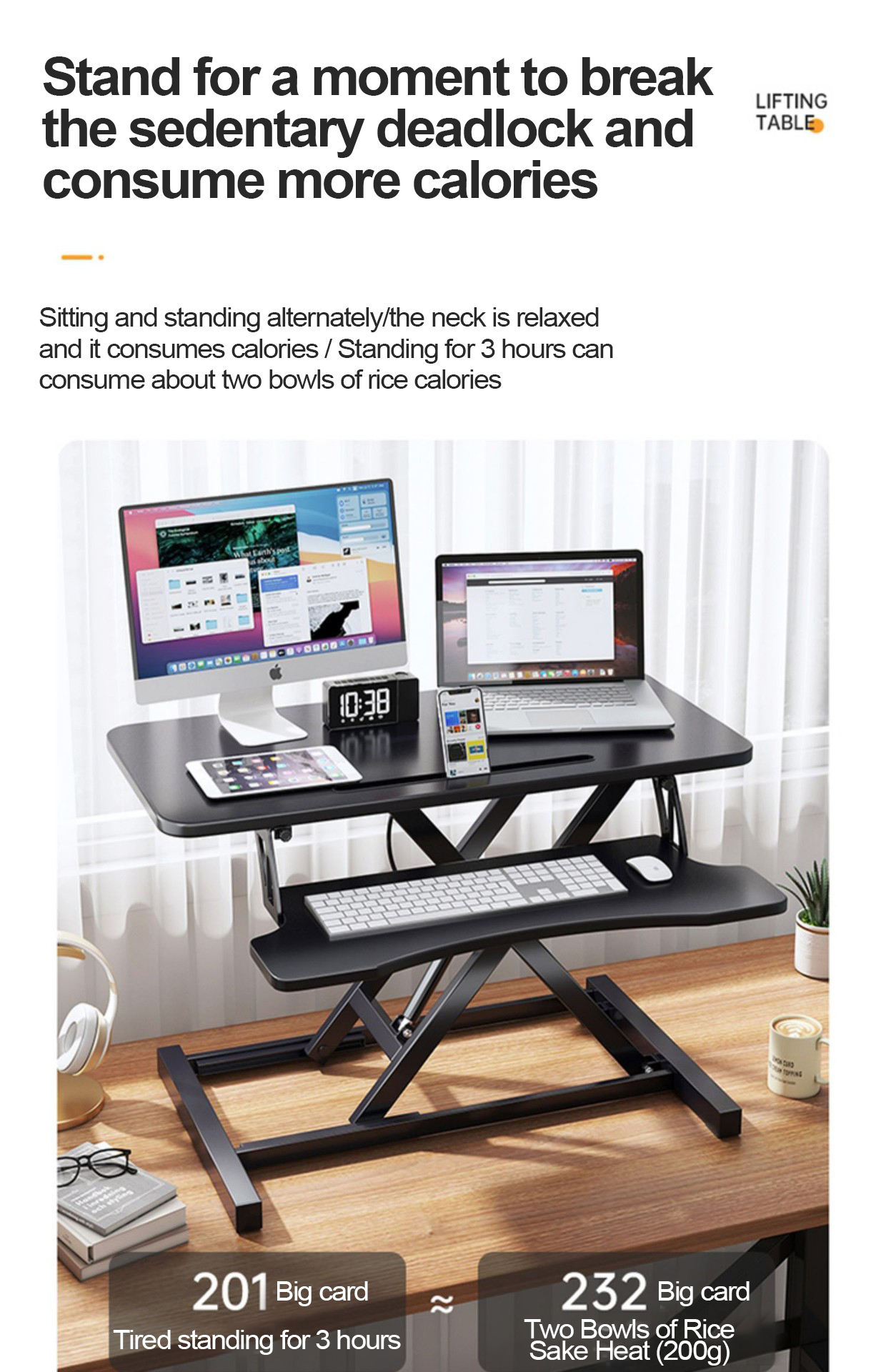 BAIERDI Desk Lift 32 in. Standing Workstation Promise Lift Desk with ...