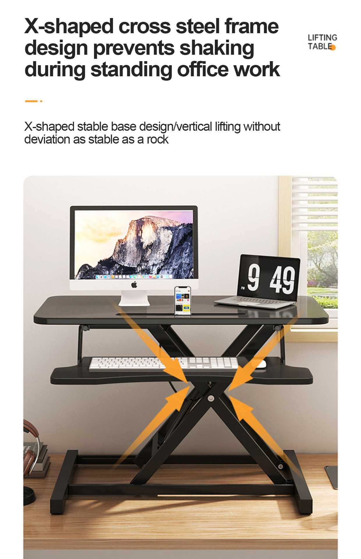 BAIERDI Desk Lift 32 in. Standing Workstation Promise Lift Desk with ...