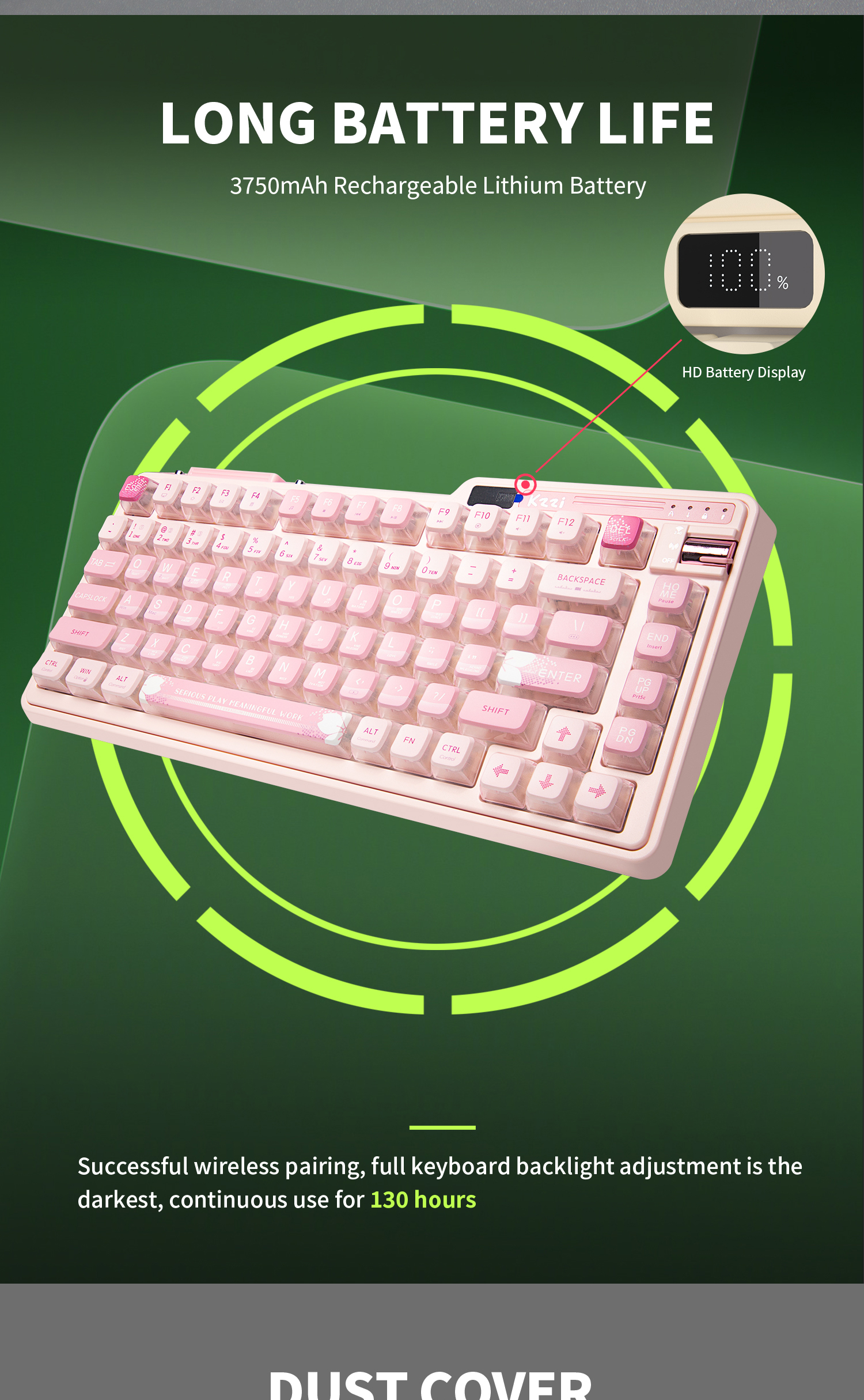 KZZI Kezhi K75 Pro+ Sakura Pink Wireless Three-Mode Mechanical Keyboard ...