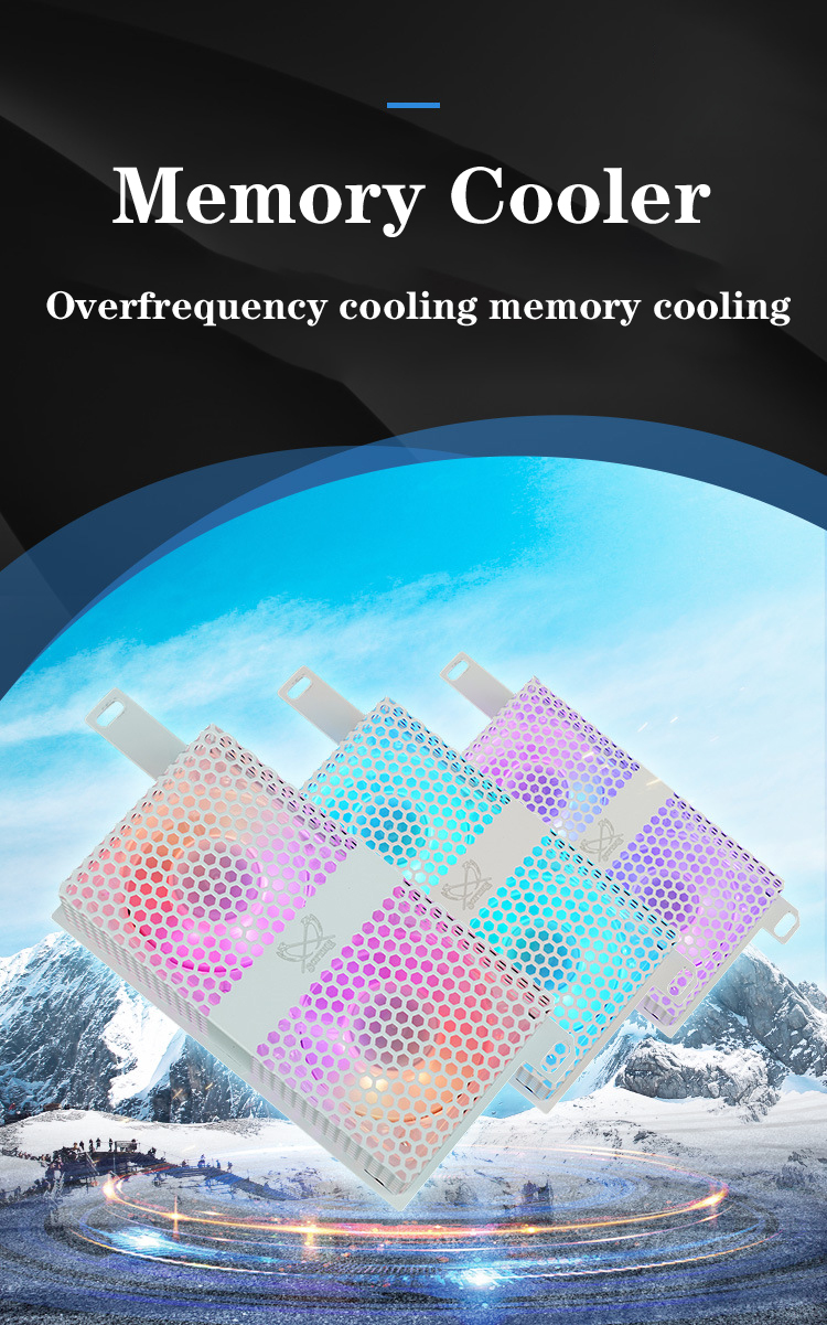 RAM ARGB Memory Cooler Black/White 50mm ARGB Dual Fan PWM 800-4200RPM ...