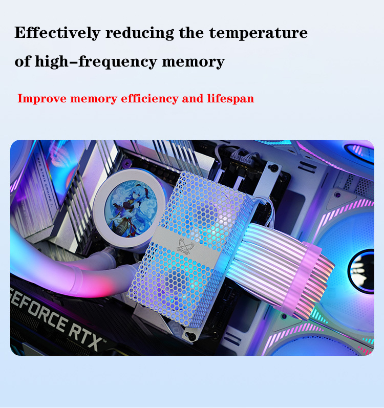 RAM ARGB Memory Cooler Black/White 50mm ARGB Dual Fan PWM 800-4200RPM ...