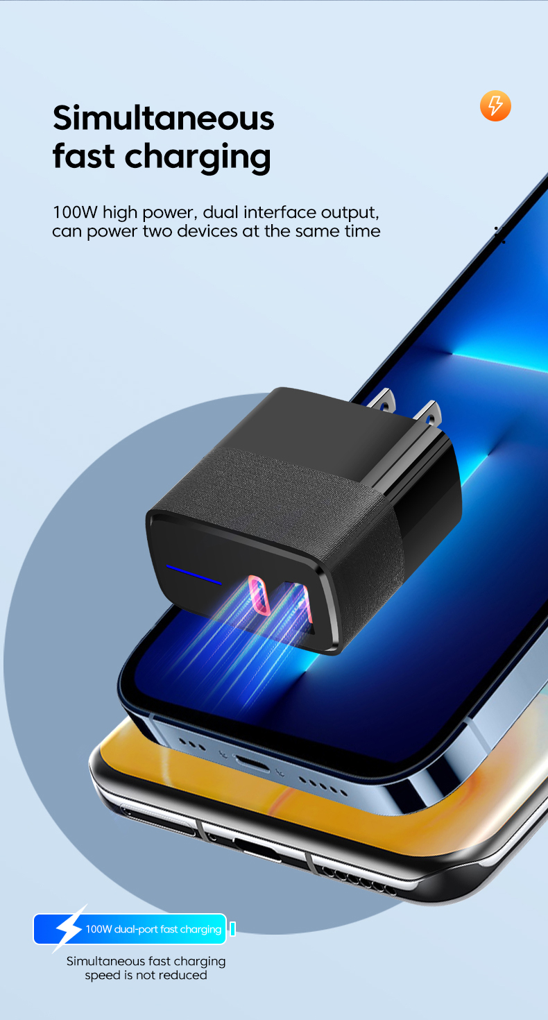 PD20W Dual Port Fast Charger TYPE-C+USB Flash Charging Adoptor QC5.0+PD ...