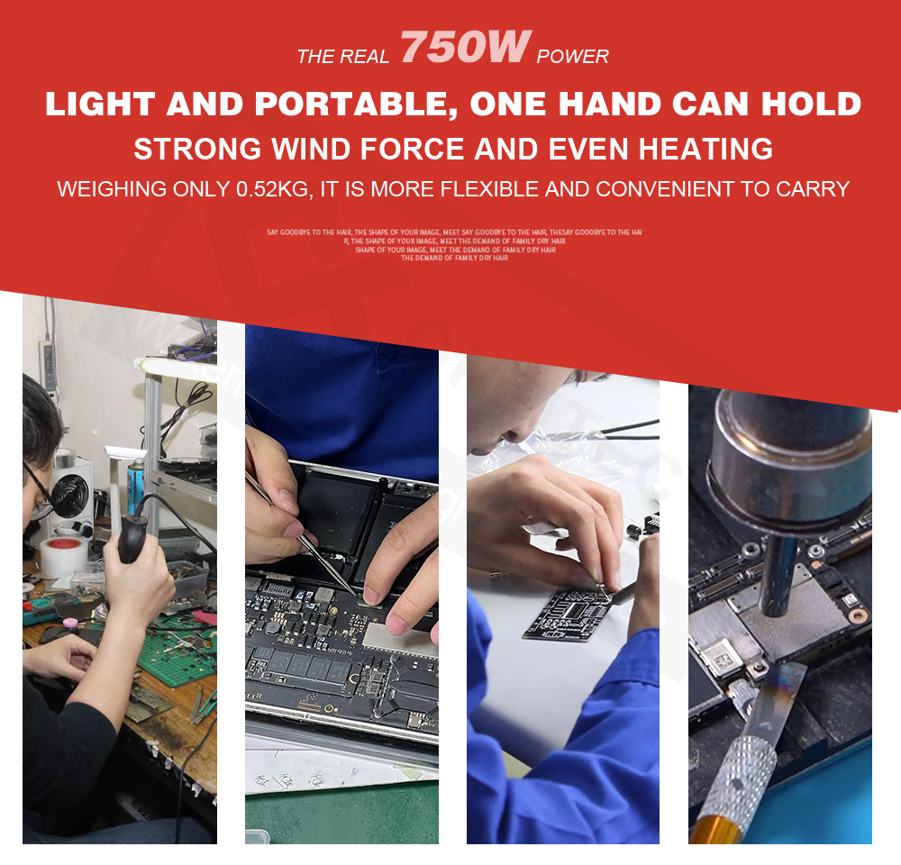 JCD Micro Hot Air Gun 8208 750w Soldering Welding Rework Station Lcd Digital Display All-In-One ...