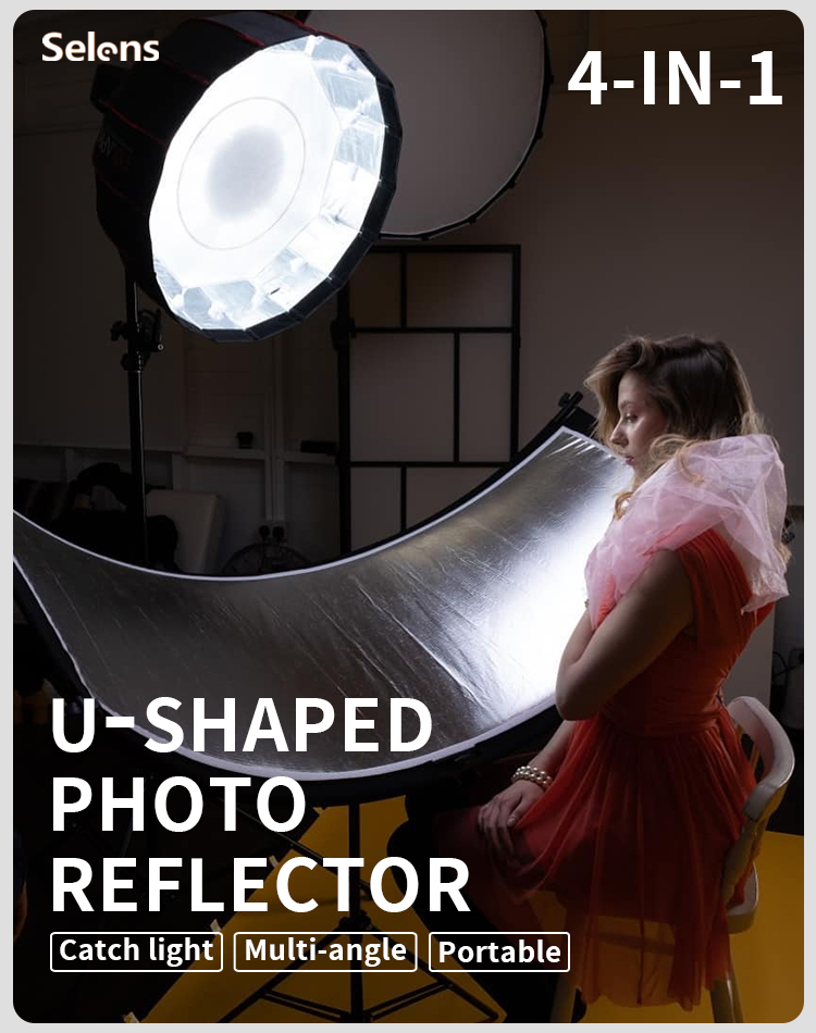 Selens U-Shaped Curved Photo Reflector With Four Color Reflective Cloth ...