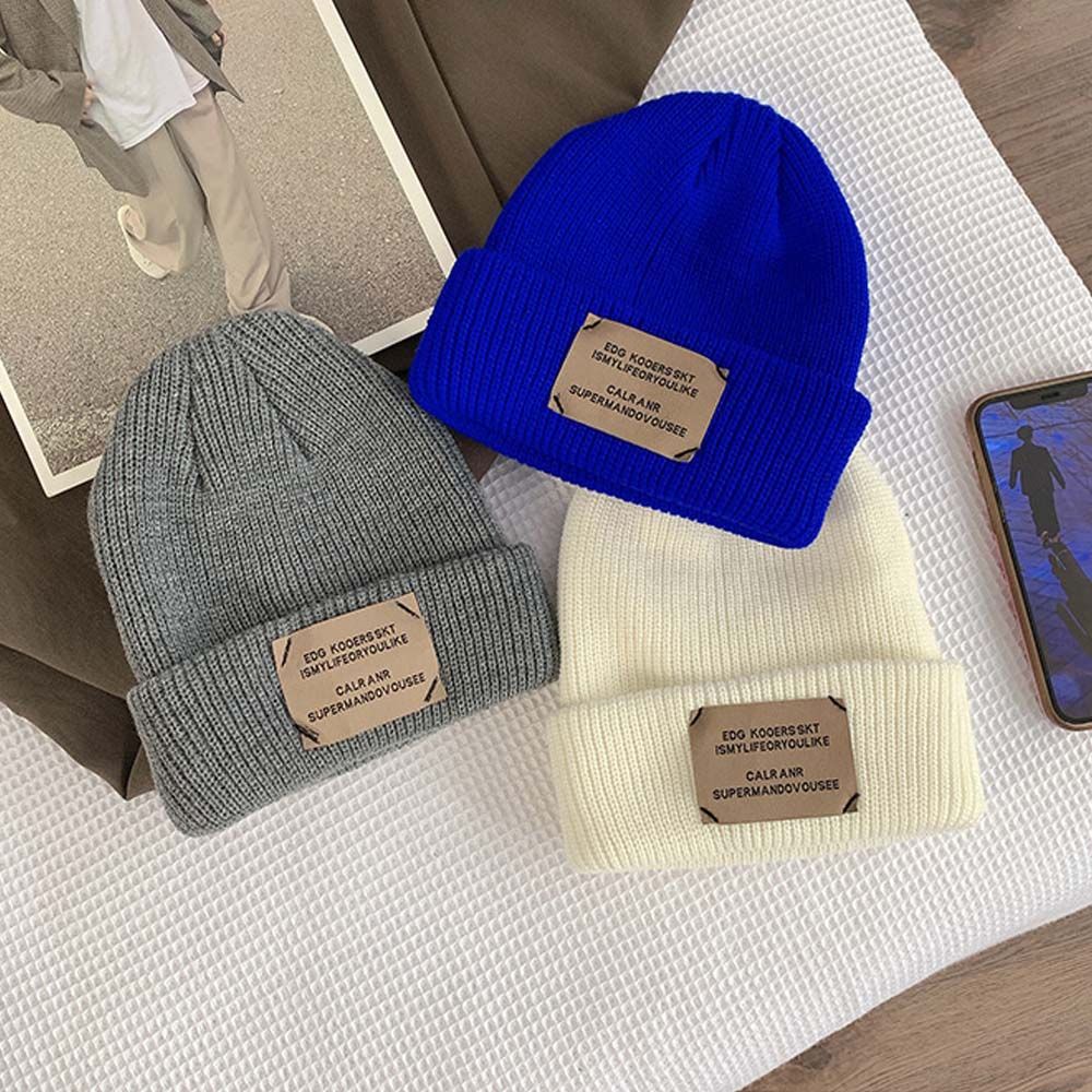 BLUEVELVET Korean Versatile Candy Color High Density Knit Hat Warm Wool ...