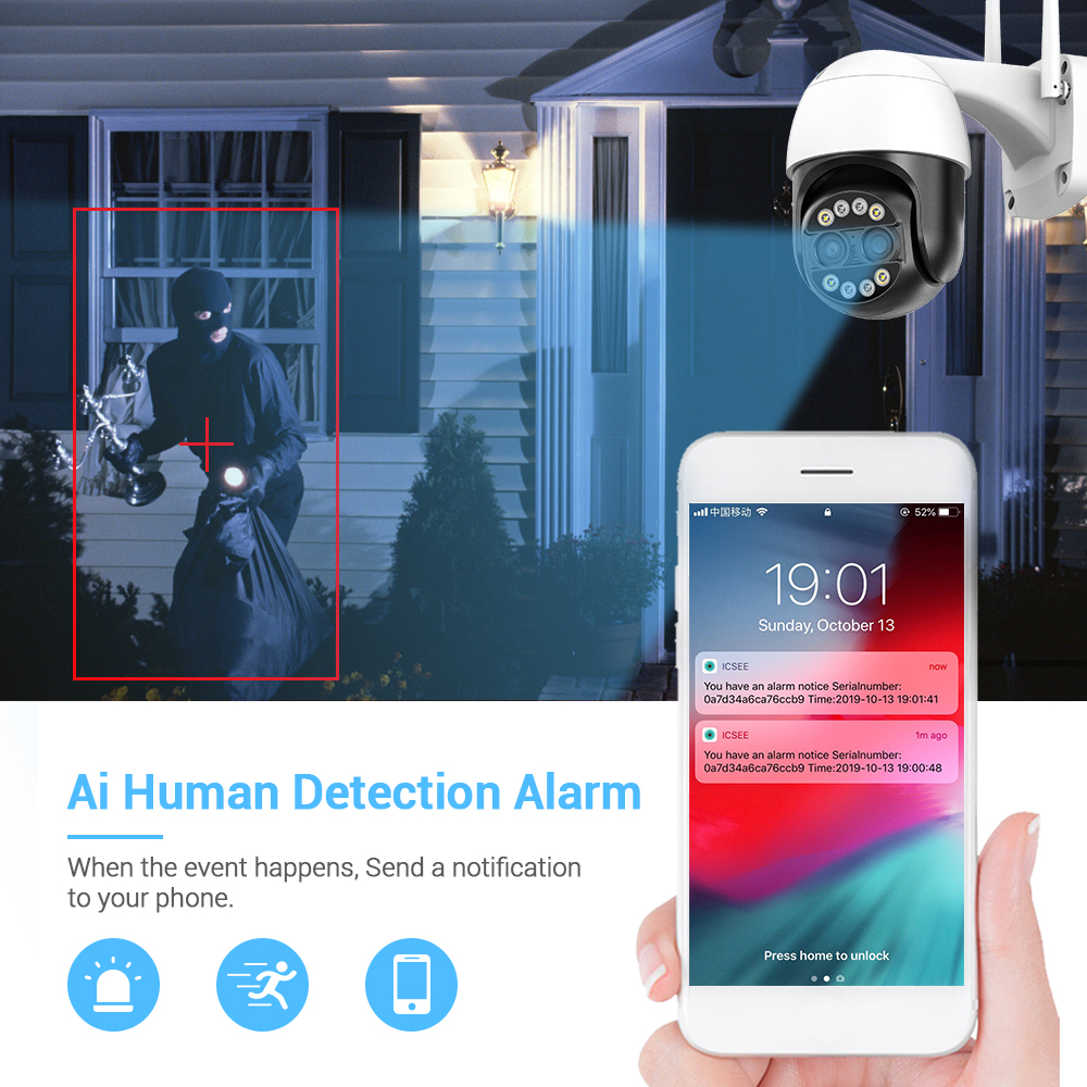 Hamrol 4K 8MP Dual Lens 8X Zoom PTZ Wifi IP Camera Outdoor Waterproof ...