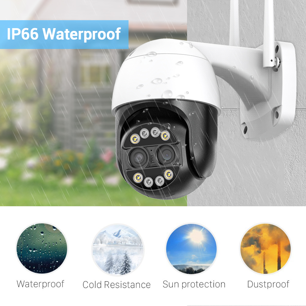Hamrol 4K 8MP Dual Lens 8X Zoom PTZ Wifi IP Camera Outdoor Waterproof ...