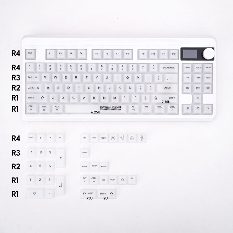 GMK 123 keys through milky white light-transmitting PC keycap screen ...