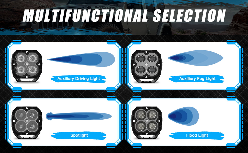 Novsight All Weather WL1 3 Inch Cube LED Shade Off Road Auxiliary ...