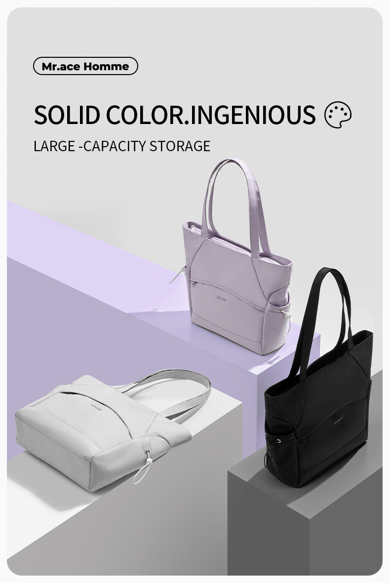 Mrace 2694 large bag for women with zipper gentle woman black tote bag ...