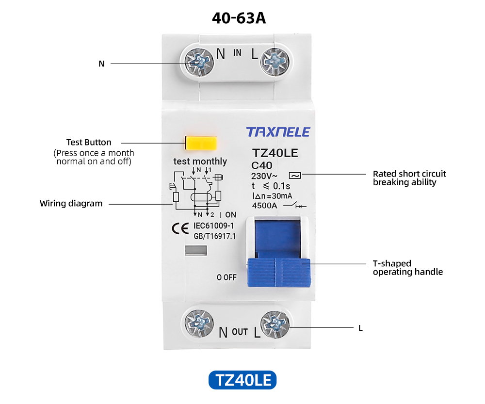 RCBO MCB DPNL Residual Current Circuit Breaker 1P+N DZ30LE DZ40LE EPNL ...