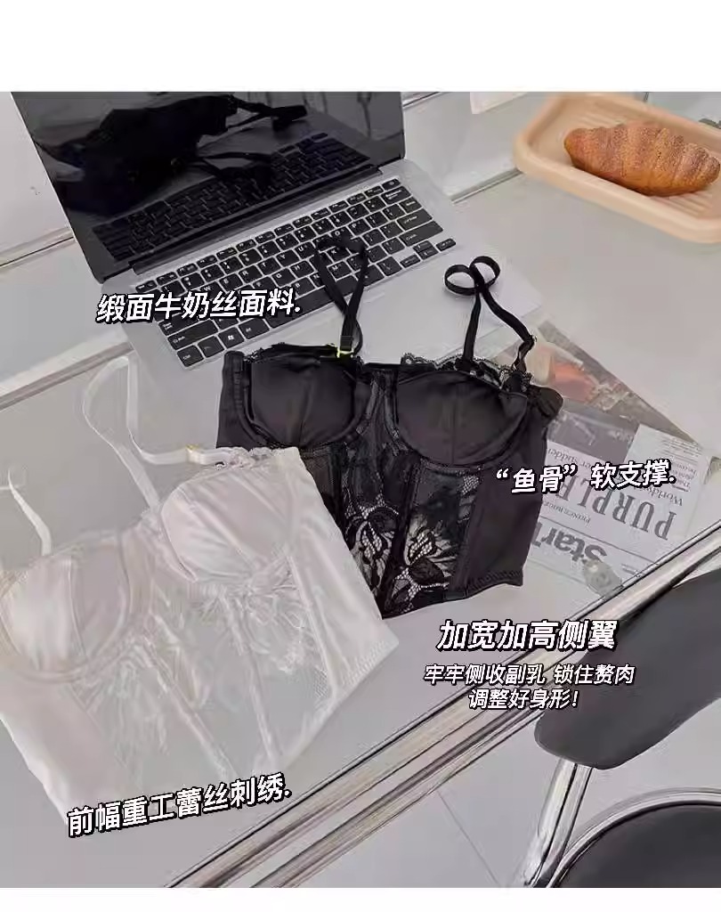 YIBEIKA French Sexy Lace Bra Set Fishbone Beautiful Back Shaping Bra ...