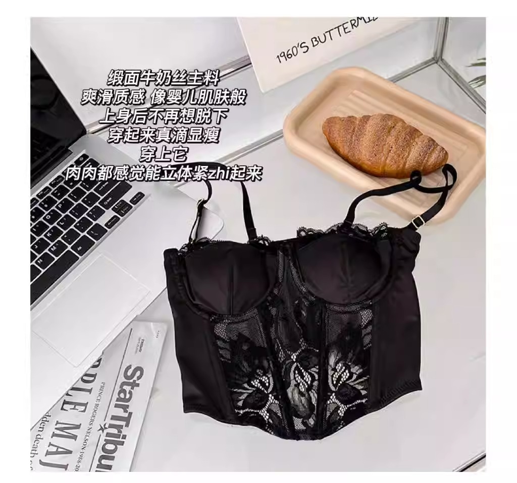 YIBEIKA French Sexy Lace Bra Set Fishbone Beautiful Back Shaping Bra ...