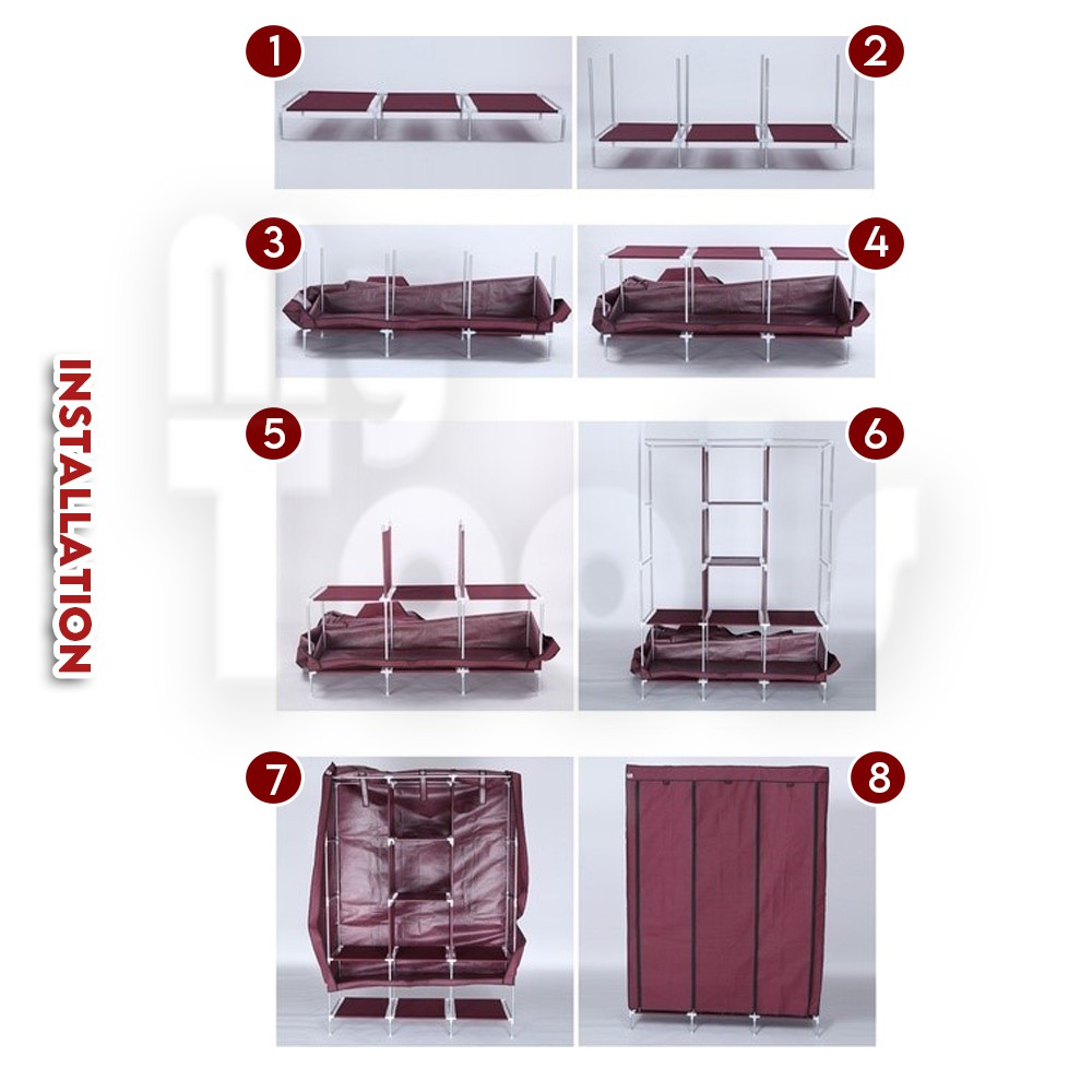 Zipper Wardrobe Clothes Storage Bedroom Clothes Hanging Assembly ...