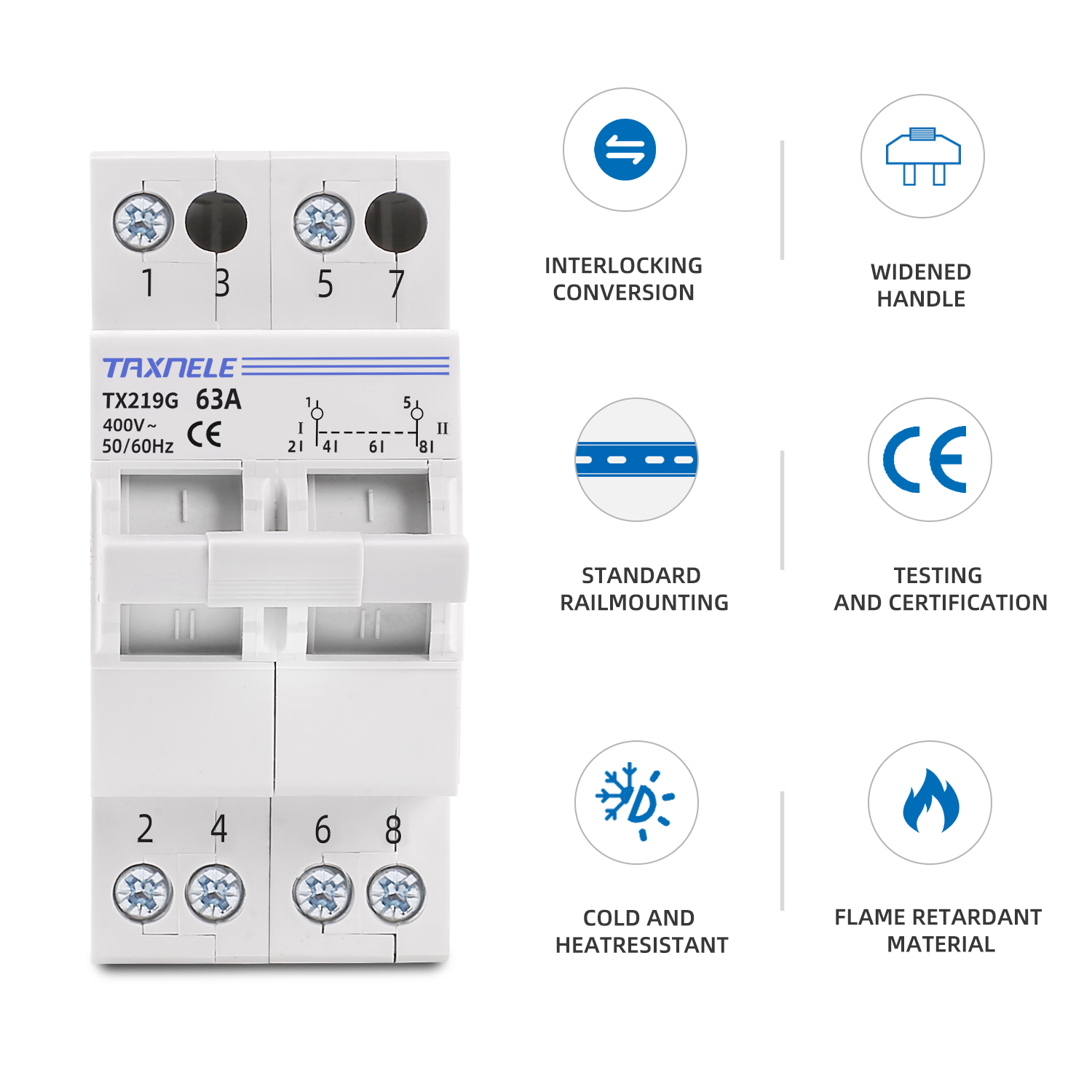 2P 40A 63A AC 230V 400V MTS Dual Power Manual Transfer Interlock ...