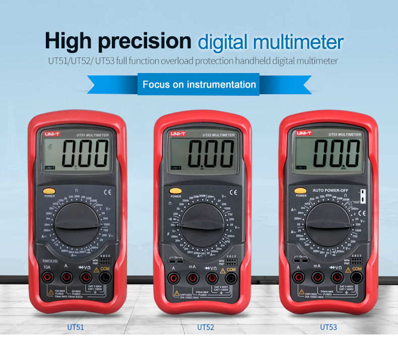 UNI-T UT51 UT52 UT53 UT55 UT56 Digital Multimeter AC 750V DC 1000V AC DC 10A/20A Multimeter ...