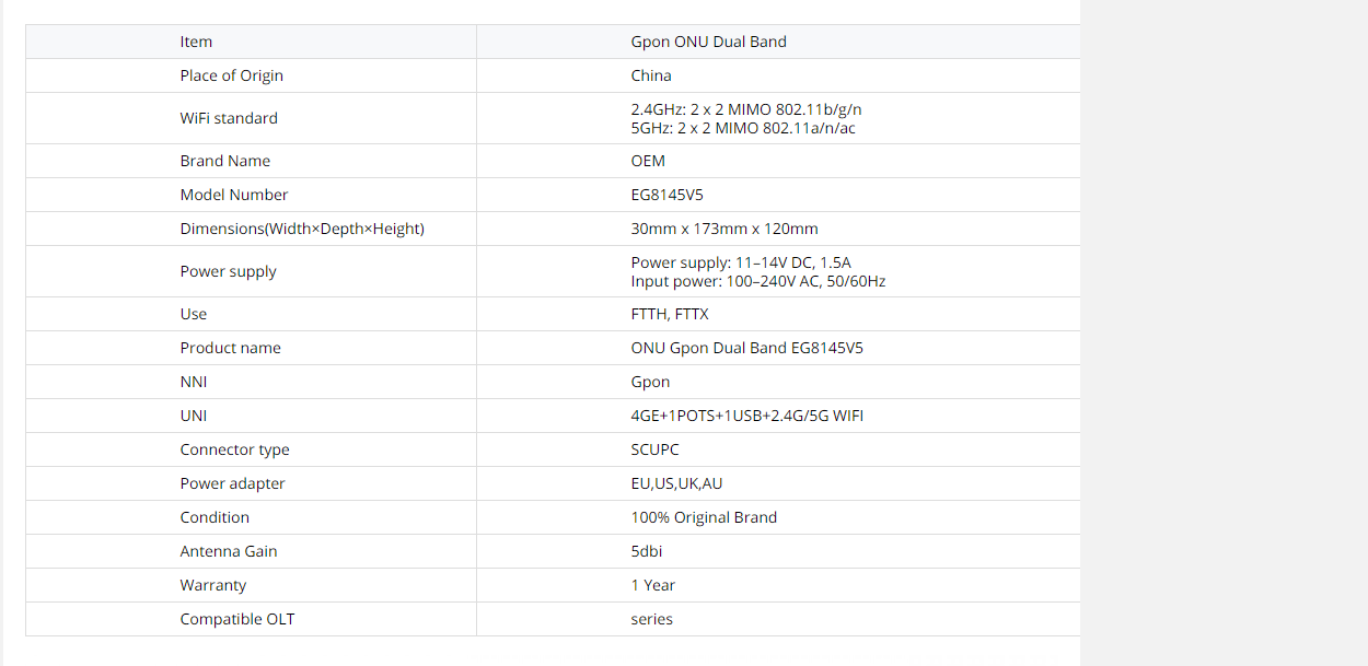 5V5 EG8145V5 ONU UPC/APC EPON/GPON/XPON Vlan 5DBI Large Antenna Modem 4 ...