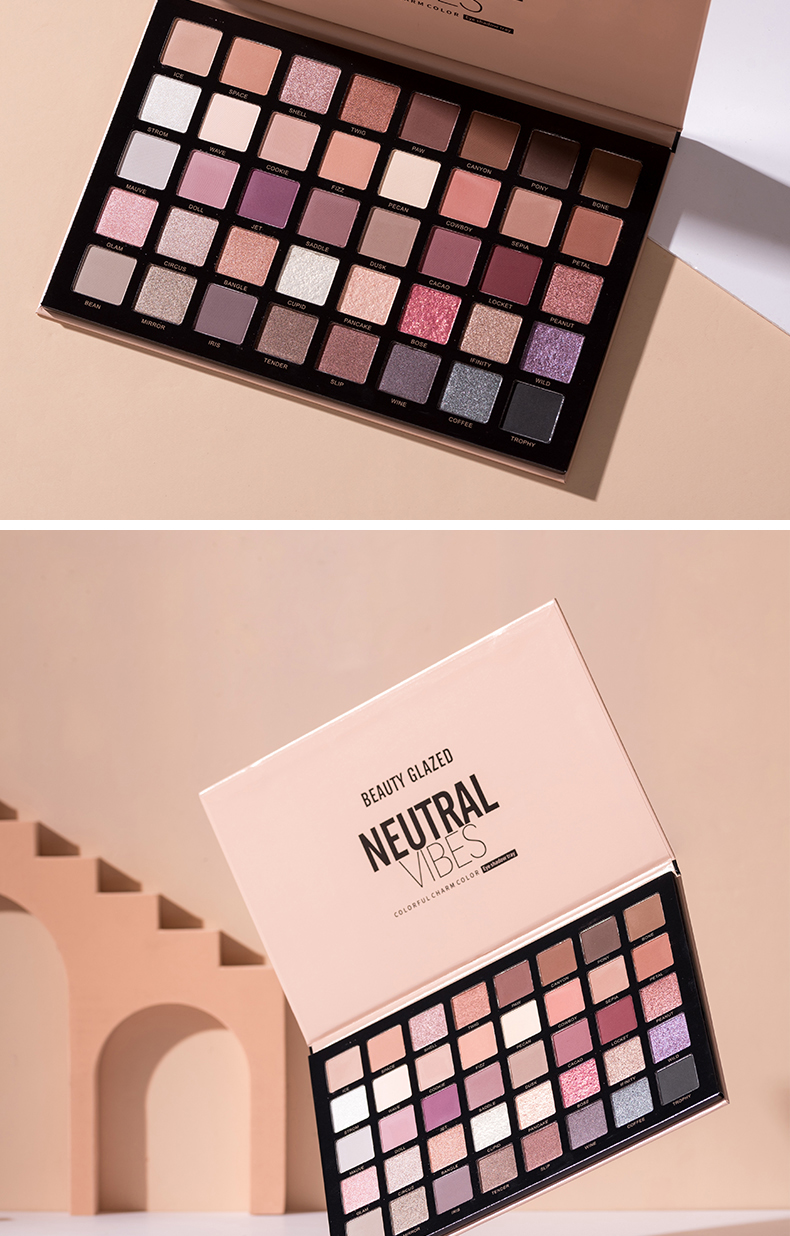 Beauty Glazed Neutral Vibes Matte 40 Colors Highlight Shimmer Eye Shadow Cosmetics Palette ...