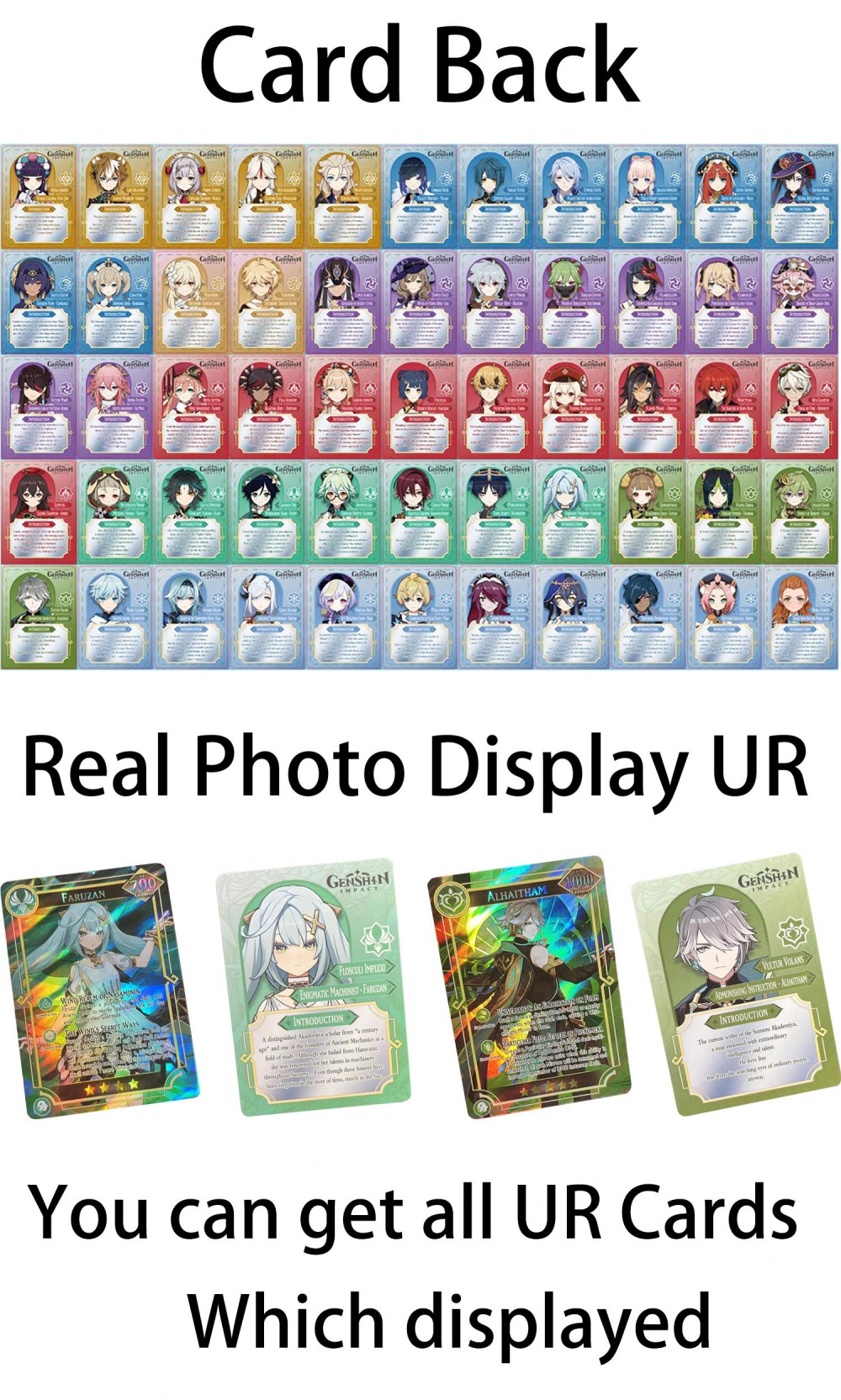 60pcs Genshin Impact Card UR UTR Rare Classic Holographic Card Luxury ...