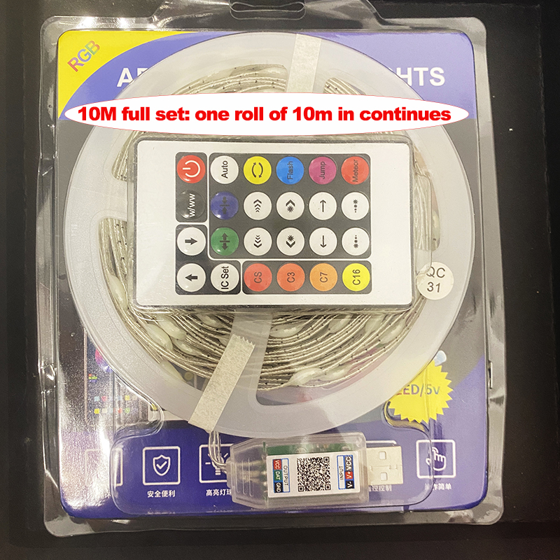 USB DC SMD 5050 RGB LED Strip Lights APP Control WS2812B Dream Color 5M ...