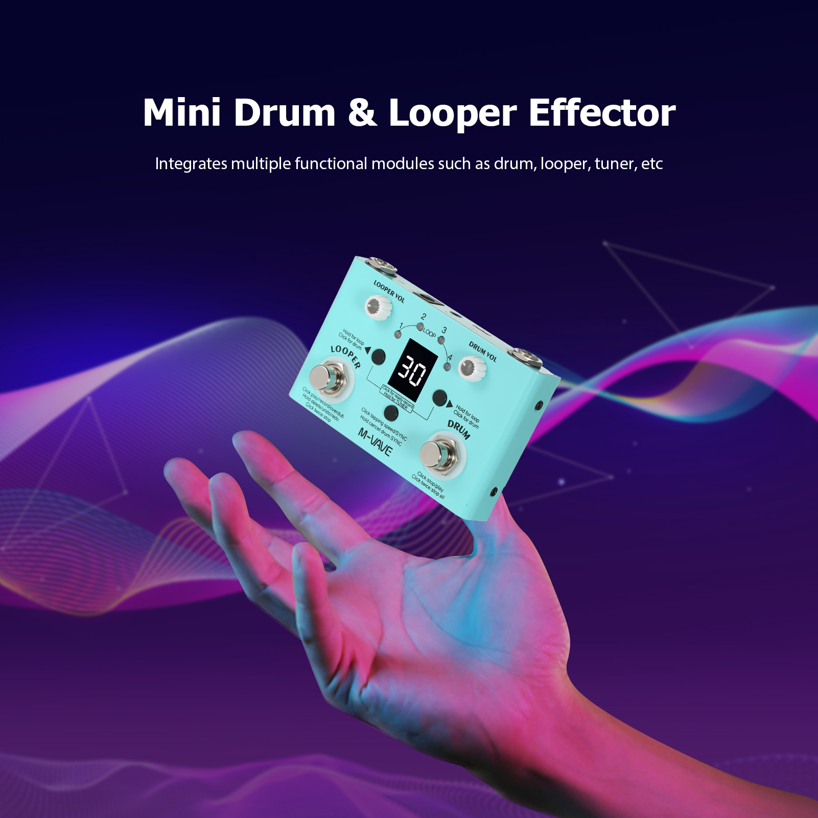 [COD] M-VAVE LOST TEMPO Effect Pedal Drum & Looper Effector Mini 2-in-1 Looper & Drum Machine ...