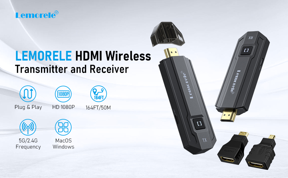 Lemorele P20 Wireless HDMI Transmitter Receiver 1080P Display Dongle ...