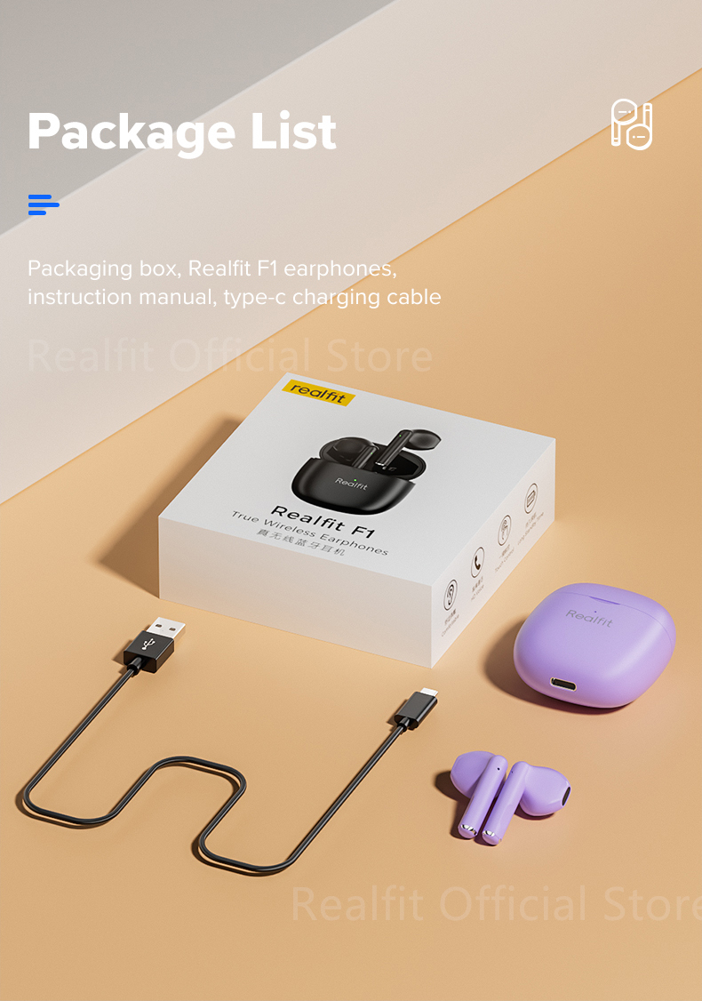 Realfit F1 TWS Bluetooth Earphone Mini Wireless Earbuds Sport Gaming ...