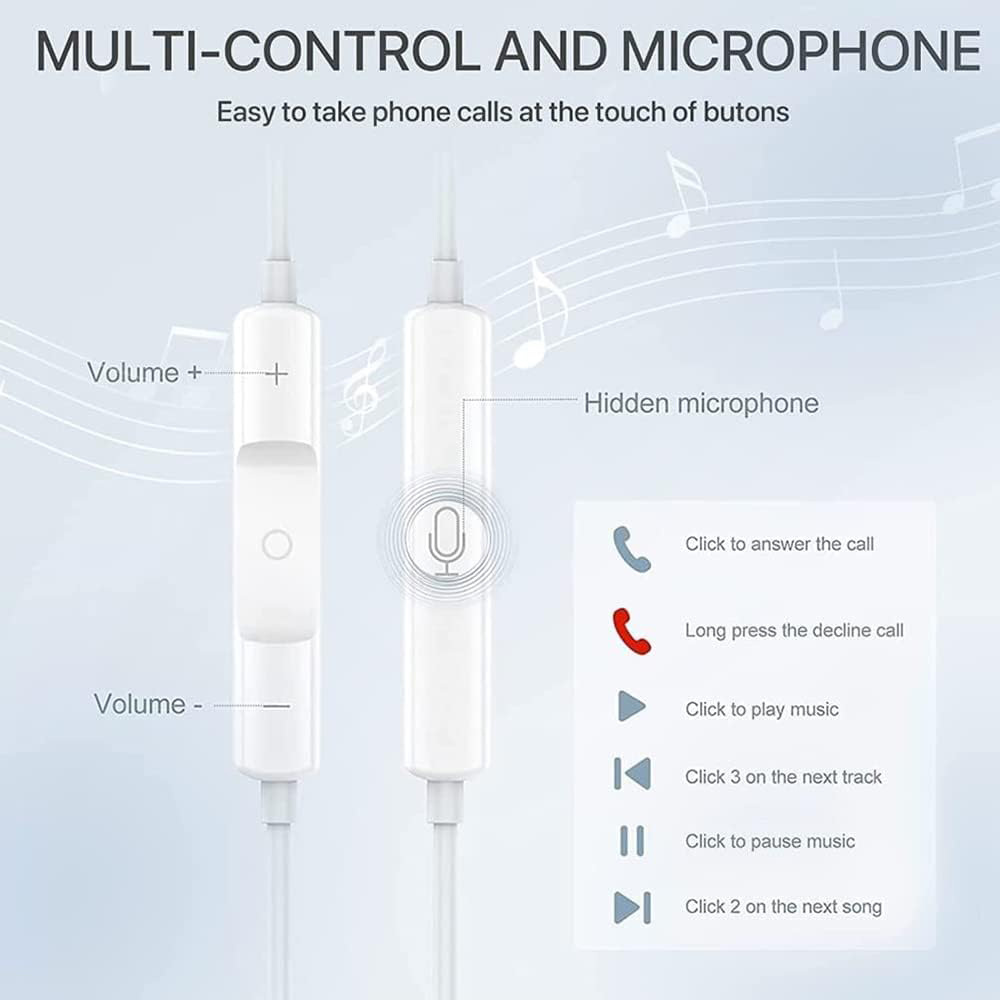 iP Earphone [Plug and Play No Bluetooth Required] Headphones Wired ...