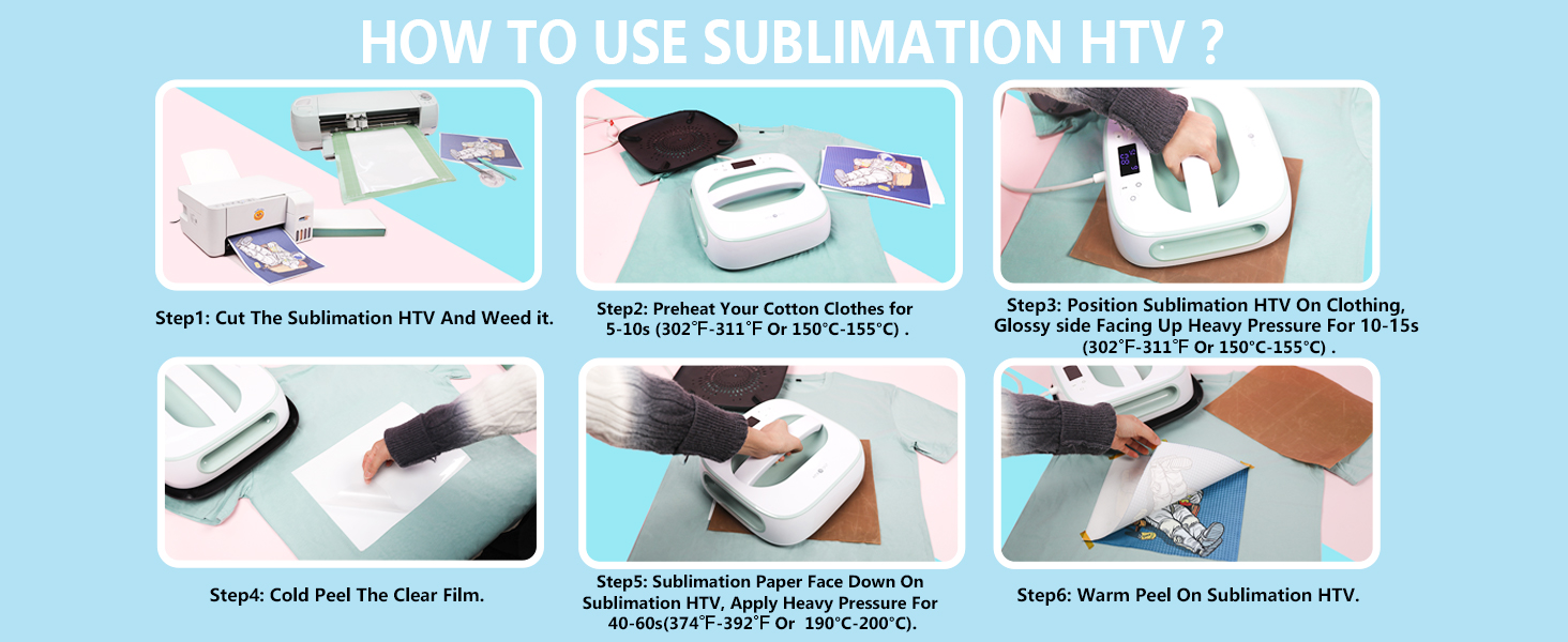 HTVRONT Clear Sublimation HTV Vinyl for Dark Fabric/Light Fabric 12" x ...