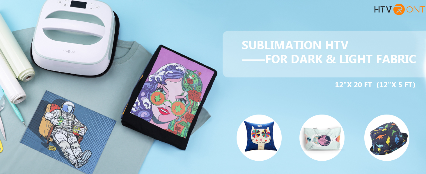 HTVRONT Sublimation HTV for Dark/Light Fabric Matte Sublimation Vinyl ...