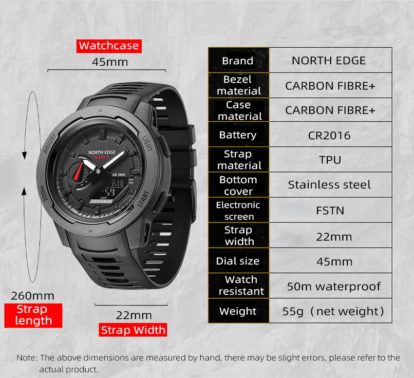 North Edge Mars3 Original Carbon Fiber Case 50 Meter Waterproof Outdoor ...