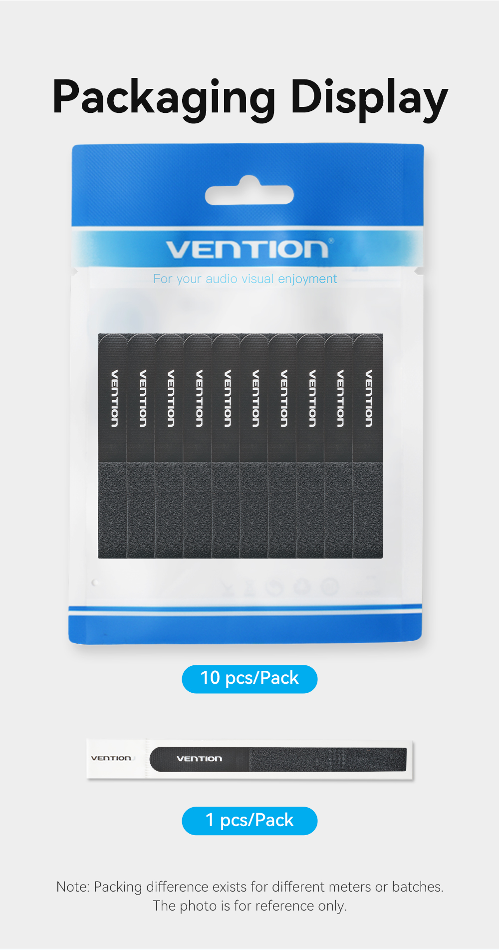 Vention 120-180mmTearable Velcro straps Cable Organizer Self Adhesive ...