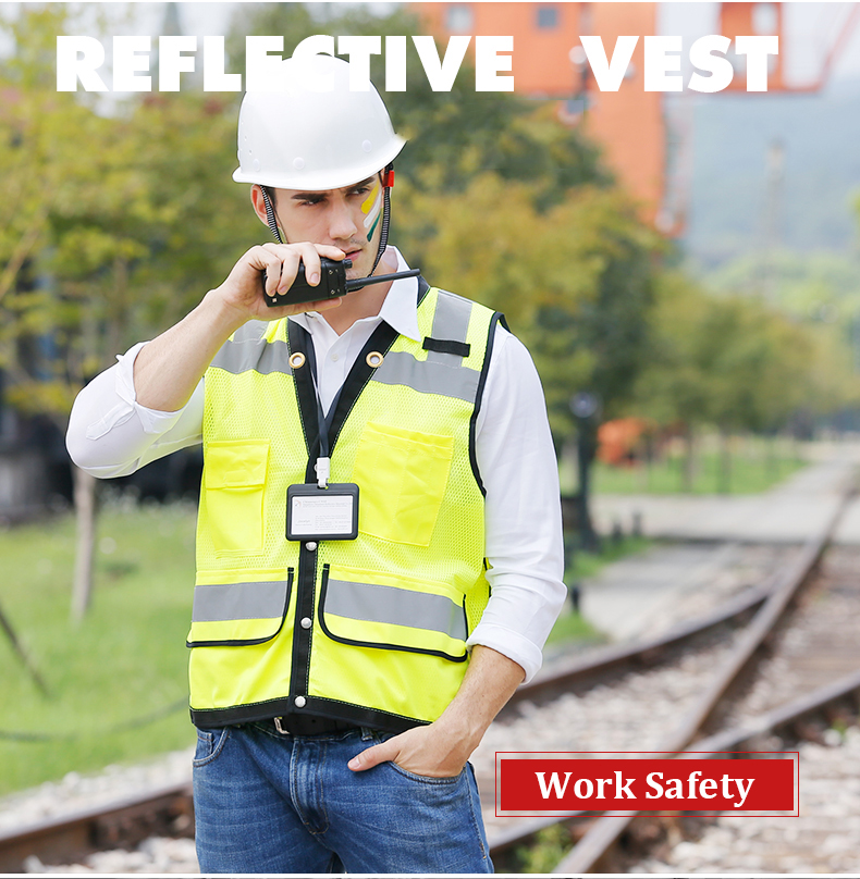 Safety Vest Reflective With Pockets Zipper High Visibility Reflective ...
