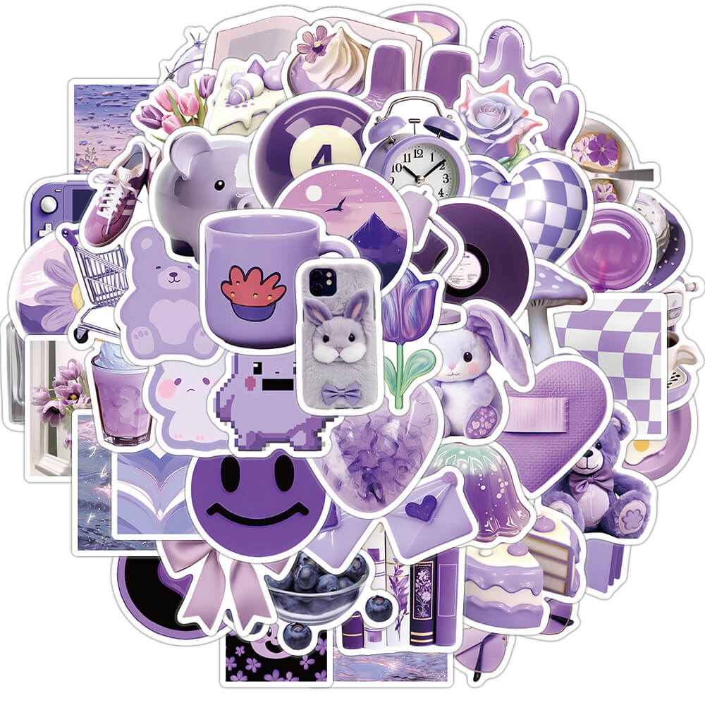 [Large Sticker]56pcs Art INS Style Purple Cartoon Stickers Aesthetics ...