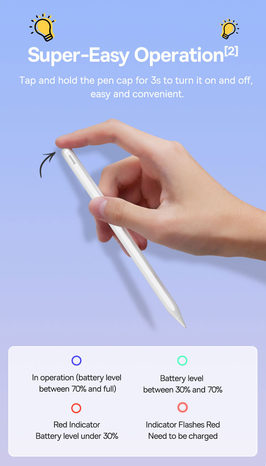 Baseus Stylus Pen For Apple Pencil 2 with Wireless Charging for iPad Fine Point Stylus for Touch ...