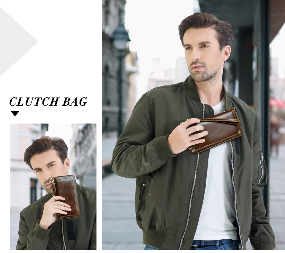 CONTACT'S Genuine Leather Men Clutch Bag Large Capacity Casual Male ...