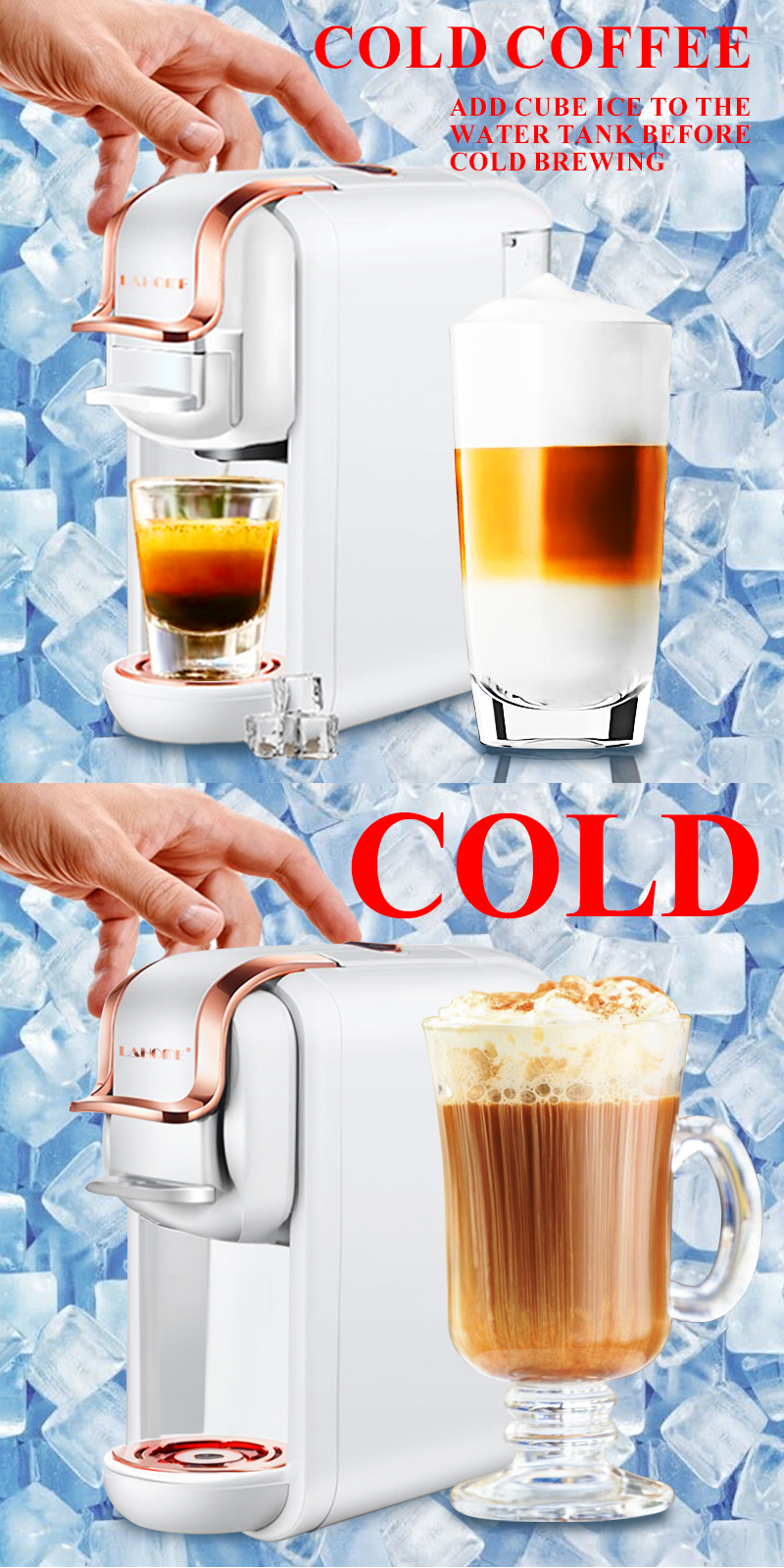 LAhome Smart Capsule Coffee Maker Machine 6 In 1 Espresso Nespresso ...
