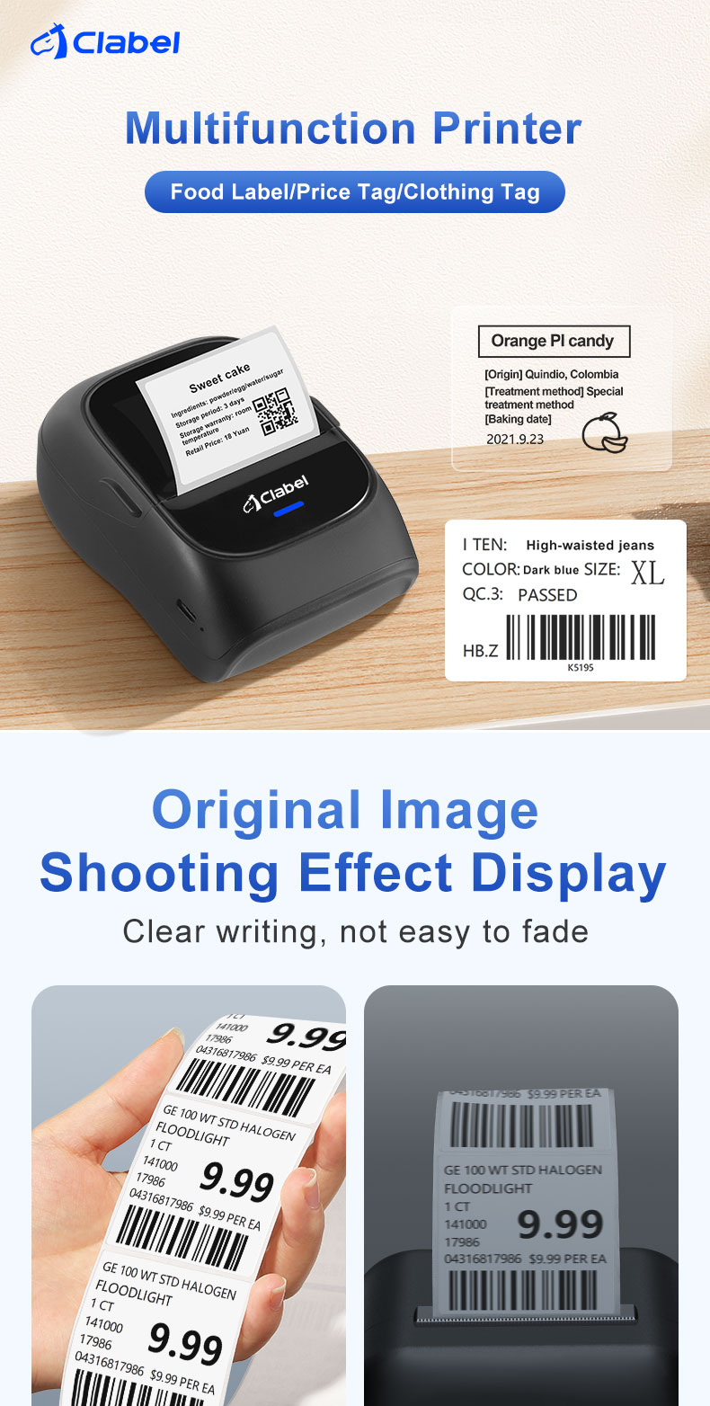 CLABEL 221B Label Printer Bluetooth Portable Thermal Printer Mini ...