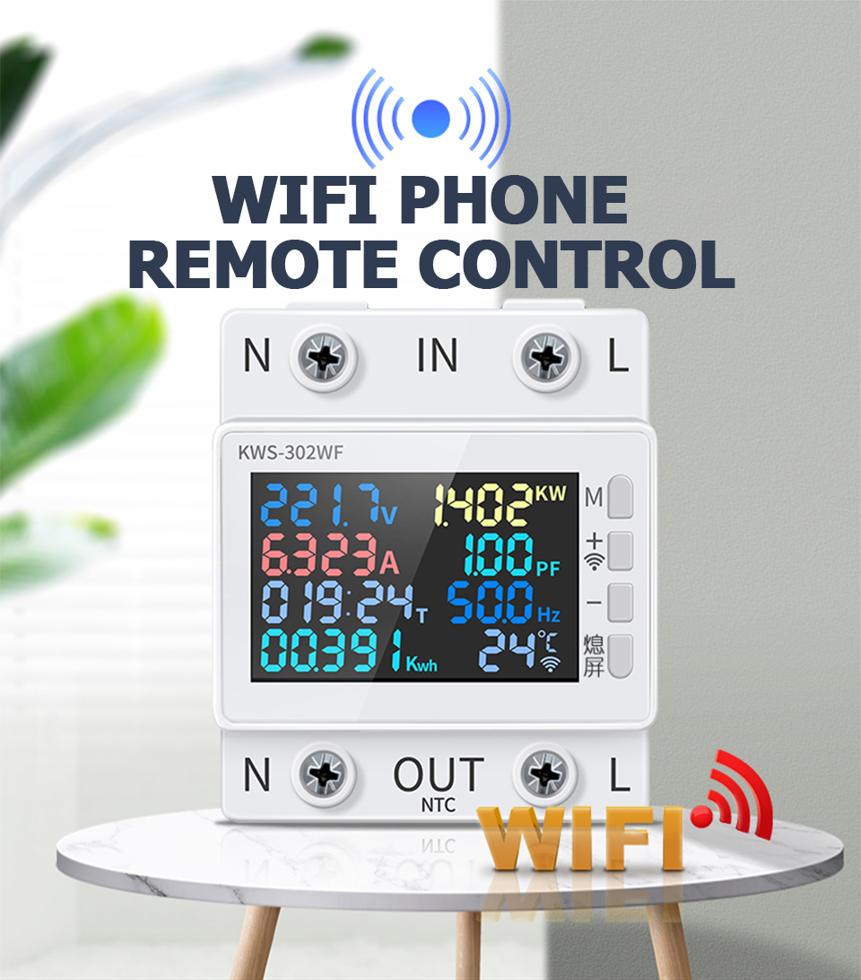 8 In1 Din Rail With Wifi Electricity Digital Power Energy Meter Watt ...