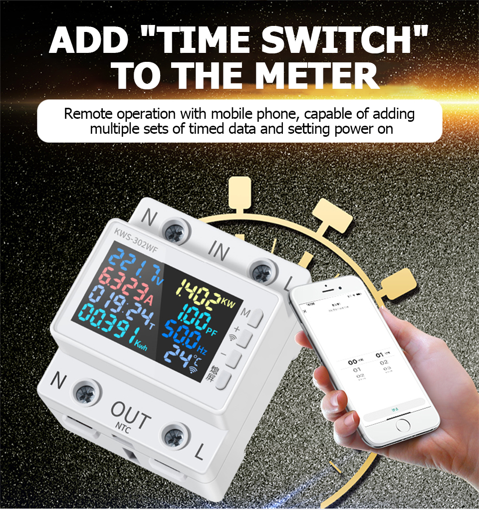 8 In1 Din Rail With Wifi Electricity Digital Power Energy Meter Watt ...