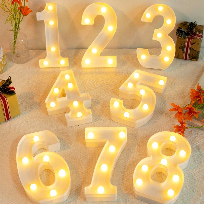 21CM Number Light Up 3D LED Night Lamp 0-9 Digital Plastic Marquee Sign ...