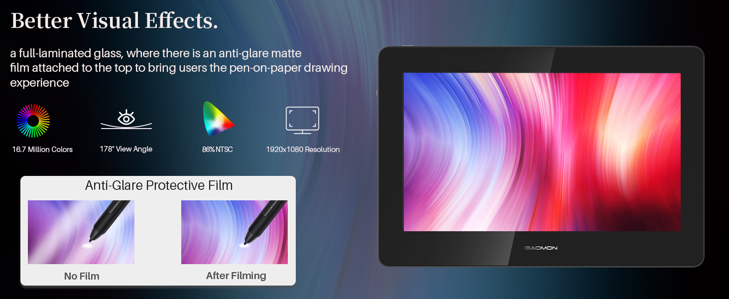 GAOMON PD1220 12 Inches 86% NTSC Full-Laminated Screen Drawing Monitor ...