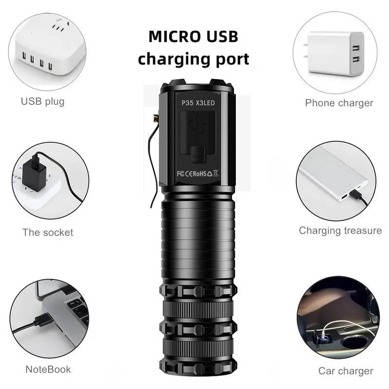 HaixnFire X46 Camping flashlight USB Rechargeable floodlight LED mini ...