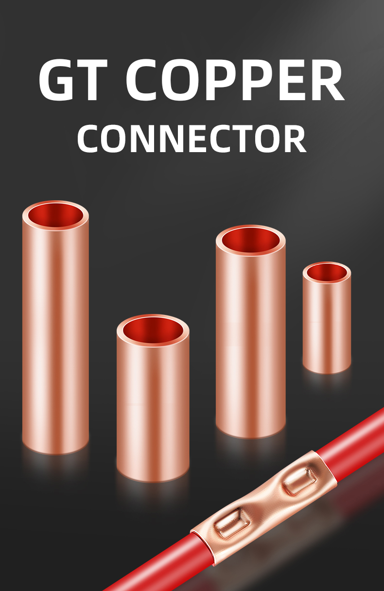100Pcs GT Copper Connecting Pipe Wire Joint Small Copper Tube Terminal ...