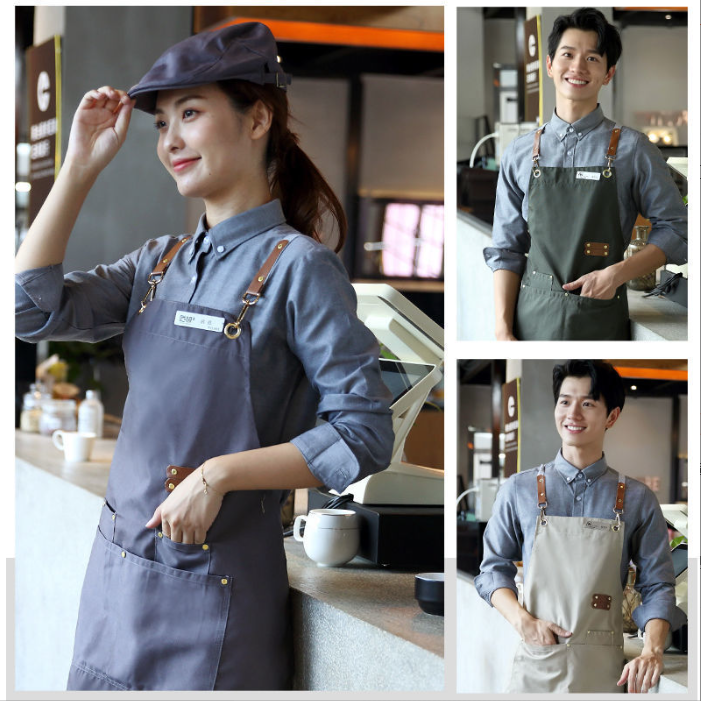 Ready Stock Apron woman waterproof apron coffee shop worker work suit ...