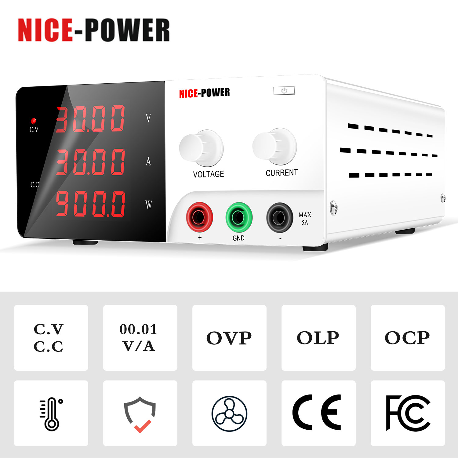 NICE-POWER 900W Adjustable DC Power Supply 30V 30A Laboratory Ac 220v ...